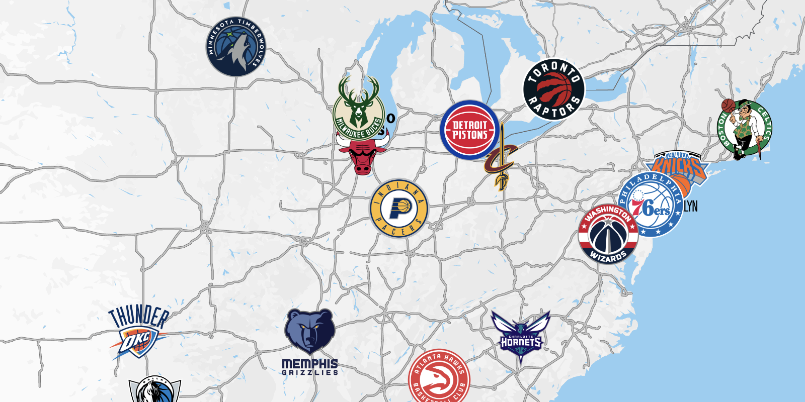 Nba teams map store